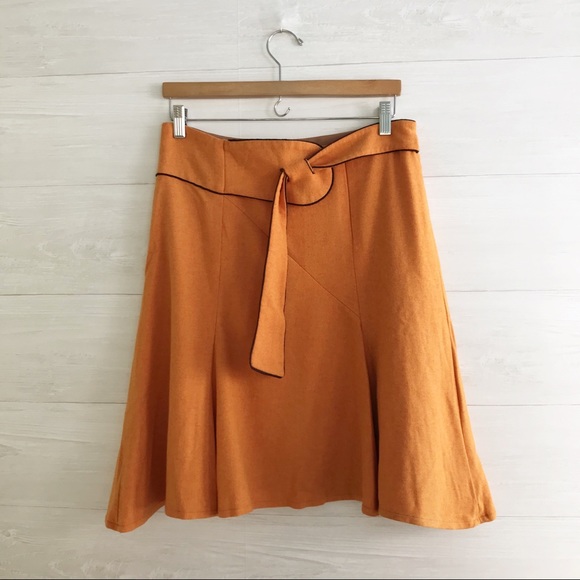 Shin Choi | Skirts | Shin Choi Orange Wool Pieced Pleated Skirt 2 ...